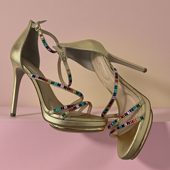 Jessica Simpson | Shoes | Jessica Simpson Platform Elegant Gold Strappy ...